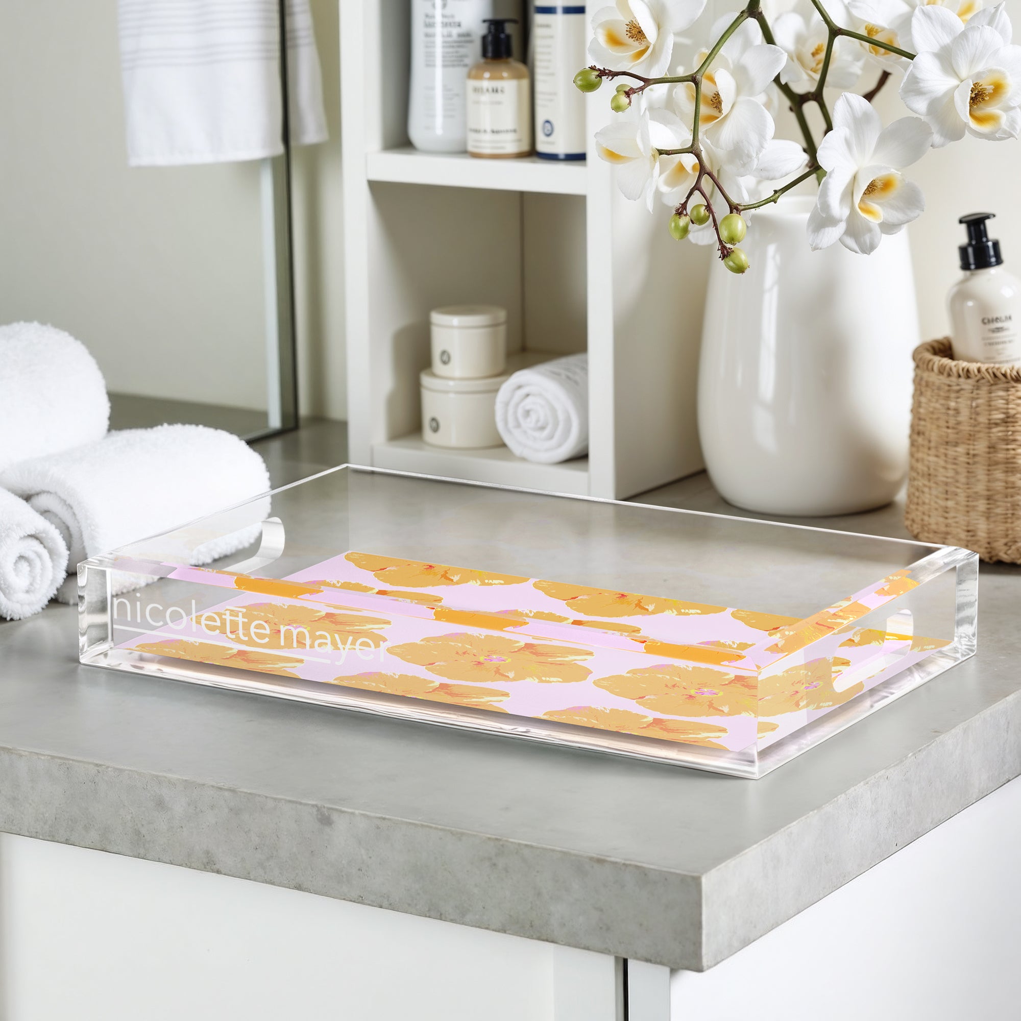 Hibiscus Lilac Acrylic Rectangle Decorative Tray – nicolettemayer.com